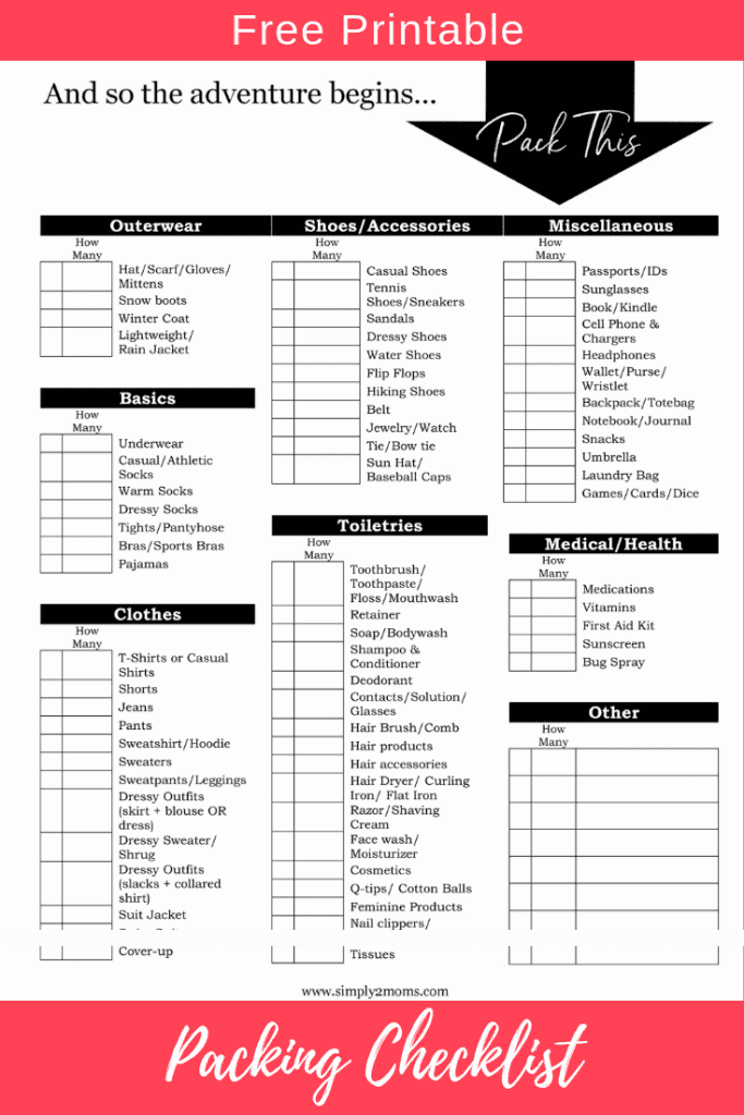 The Ultimate Packing Checklist | Simply2moms
