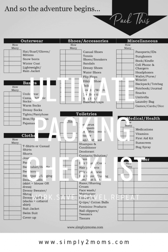 The Ultimate Packing Checklist | Simply2moms