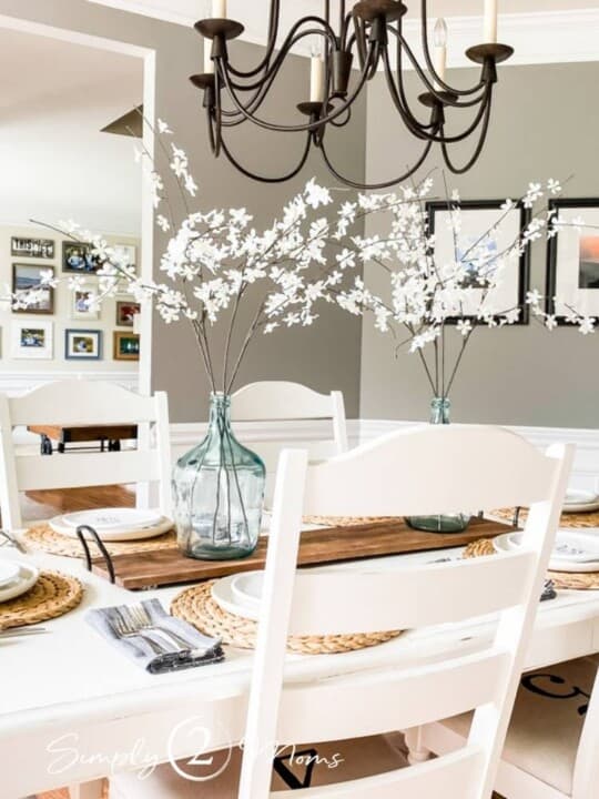 Spring Dining Room | Simple Neutral Tablescape – Simply2moms